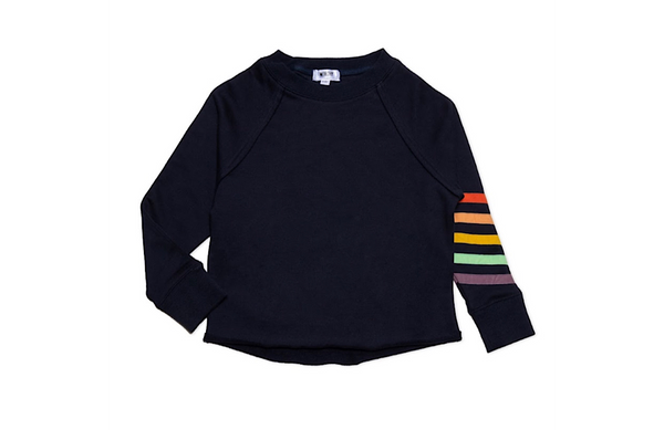 Kids Navy Cropped Sweatshirt with Stripes - SURPRISE COLORS - Worthy ...